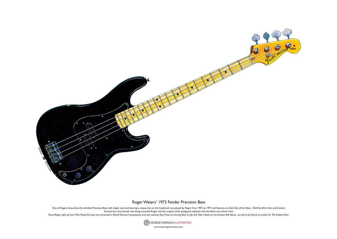 Roger Waters' Fender Precision Bass Guitar ART POSTER A3 | Etsy