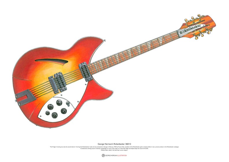 George Harrison's 1964 Rickenbacker 360/12 guitar ART | Etsy
