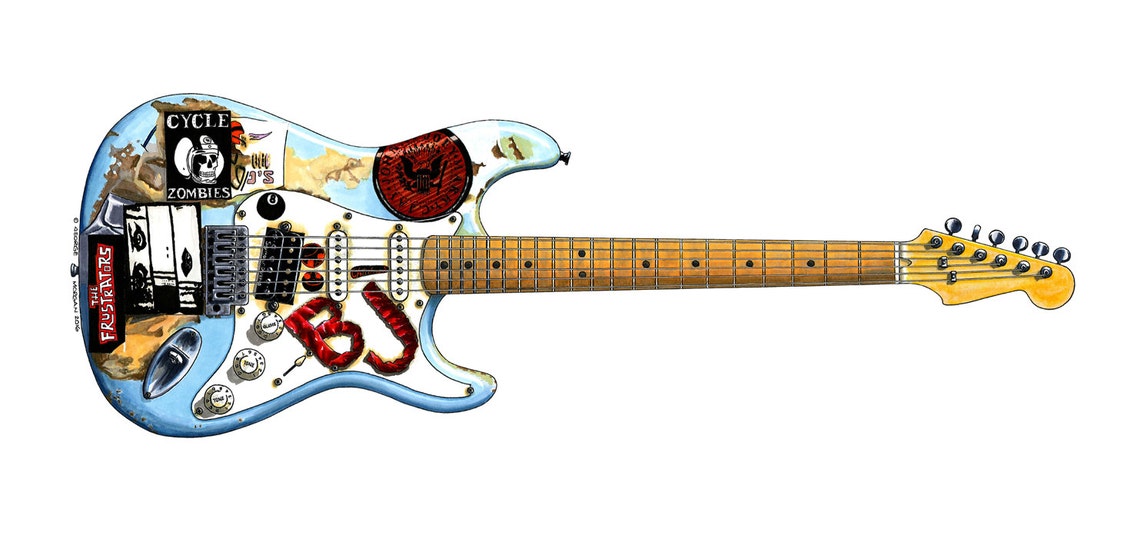 Billie-joe Armstrongs 'blue' Guitar Greeting Card DL - Etsy