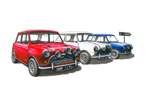 The Italian Job Austin Mini Cooper S Mk1 POSTER PRINT A1 - Etsy