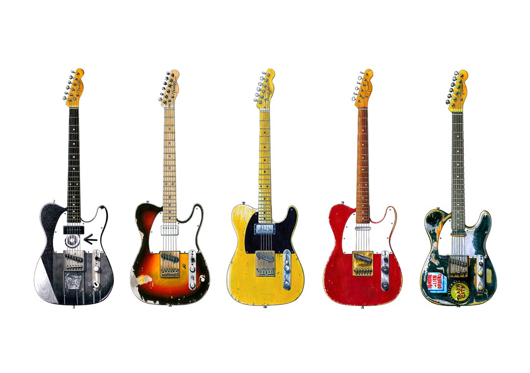 Five Famous Fender Telecaster Guitars POSTER PRINT A1 Size - Etsy