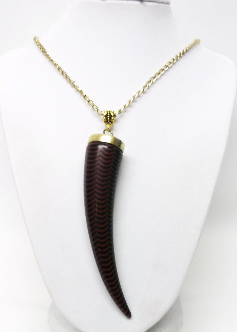 Extra Long Faux Animal Tooth Pendant Necklace | Etsy