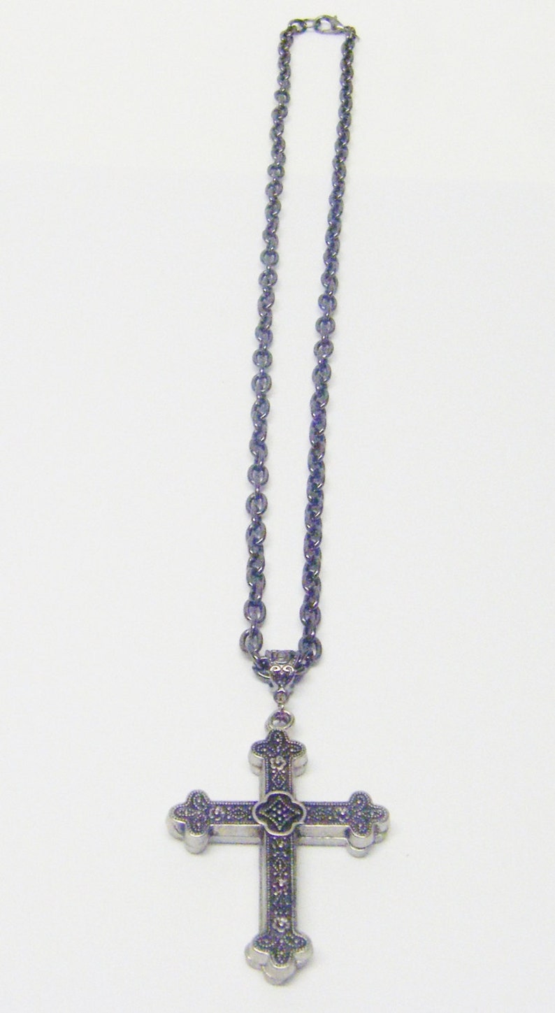 Double Sided Antique Silver Plated Cross Pendant Necklace - Etsy