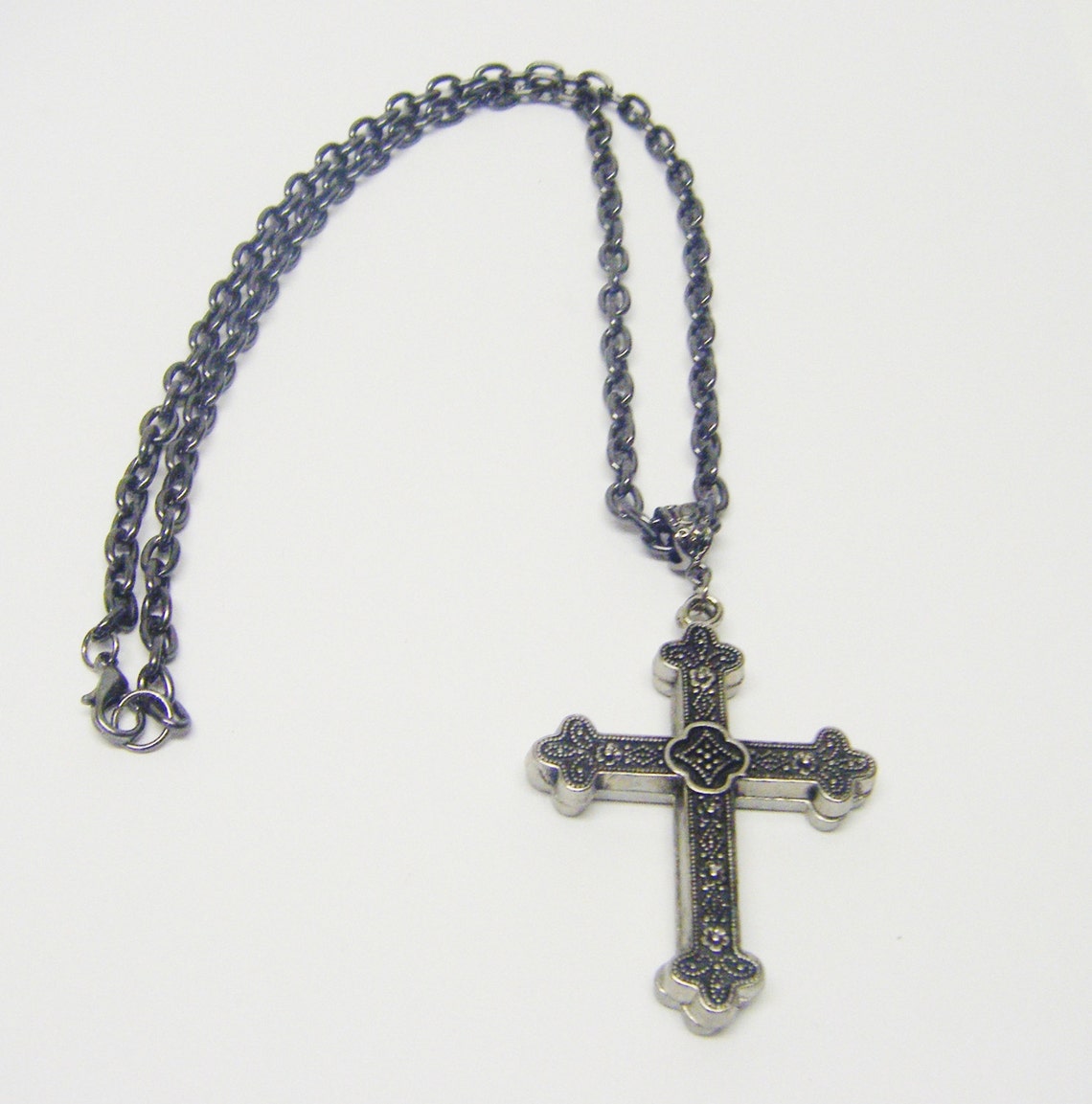 Double Sided Antique Silver Plated Cross Pendant Necklace for - Etsy
