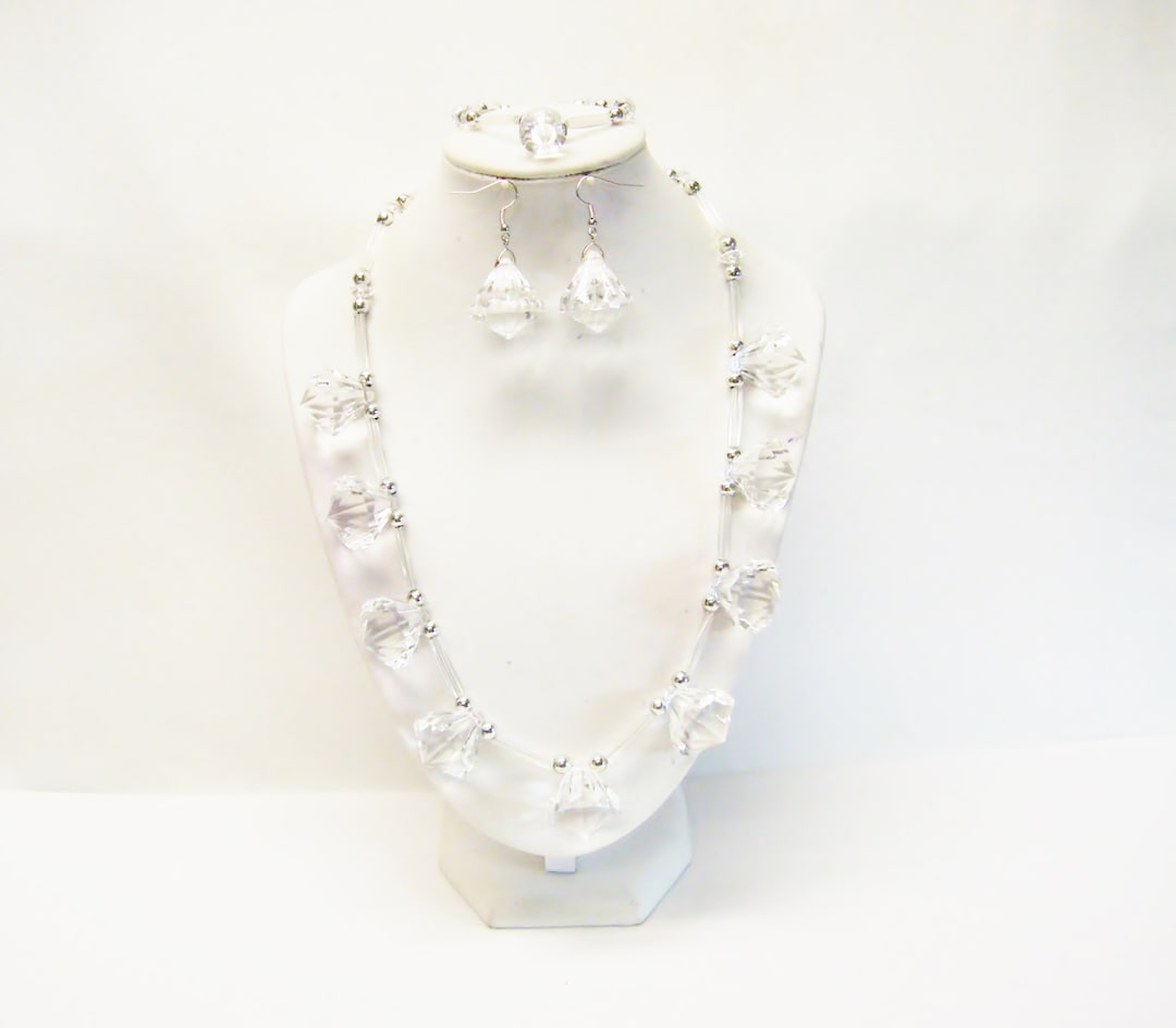 25mm Chunky Clear Diamond Gumball Acrylic Bead Necklace/bracelet ...