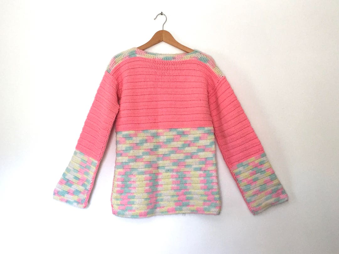 Pastel Rainbow Sweater Chunky Sweater Bell Sleeve Sweater Oversized ...