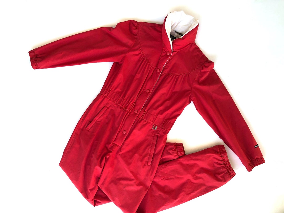Vintage 80s Red Jumpsuit FERA Red Ski Suit Without Padding Skiing Race ...