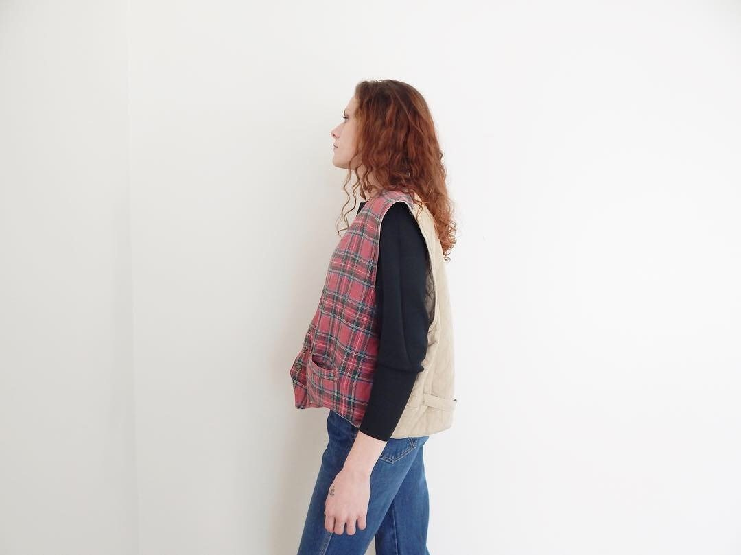 Vintage Red Plaid Vest Mens Hunting Vest Hipster Vest Quilted Outdoors ...