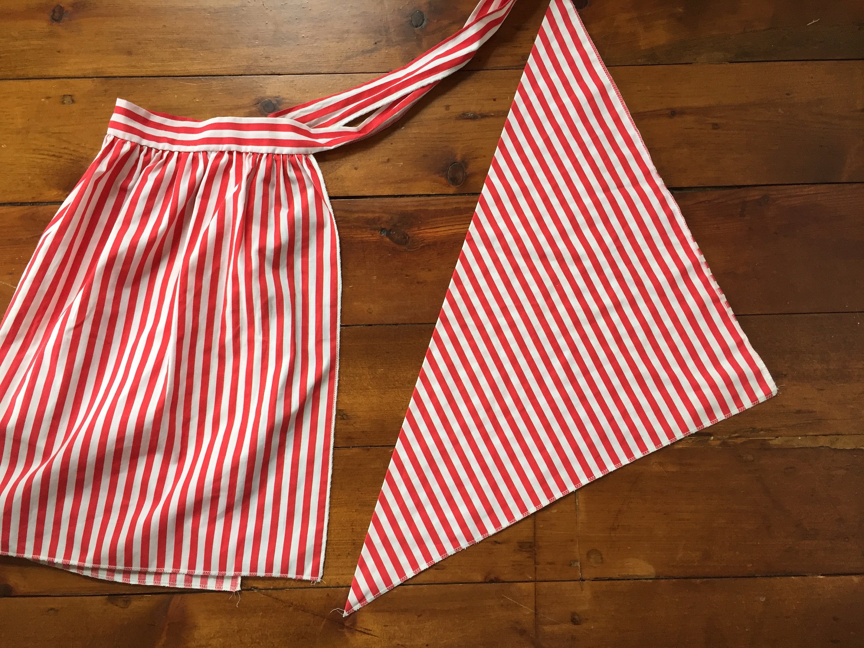 Vintage Red and White Striped Apron Scarf Set 60s Mothers Day Gift ...