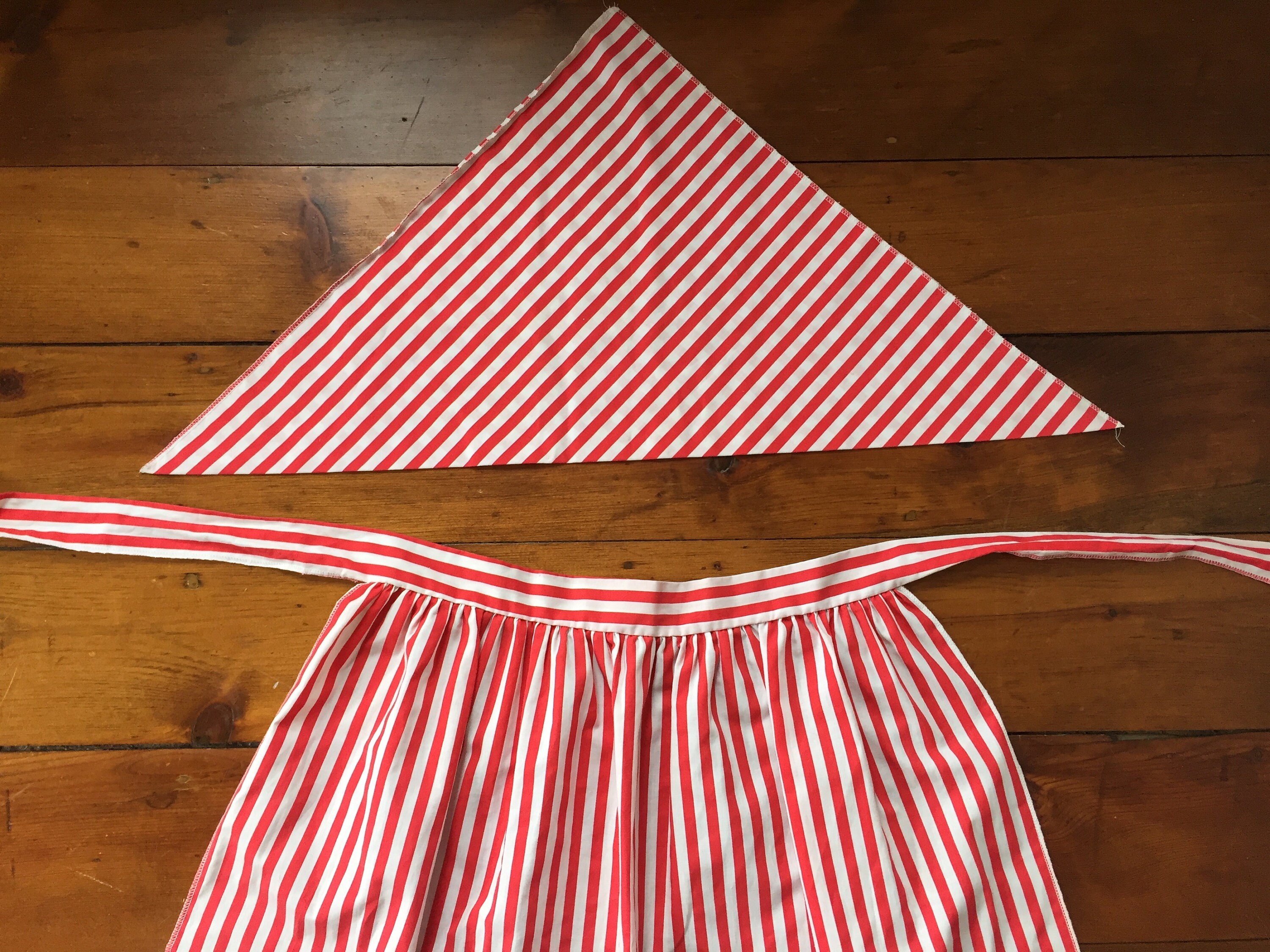 Vintage Red and White Striped Apron Scarf Set 60s Mothers Day Gift ...