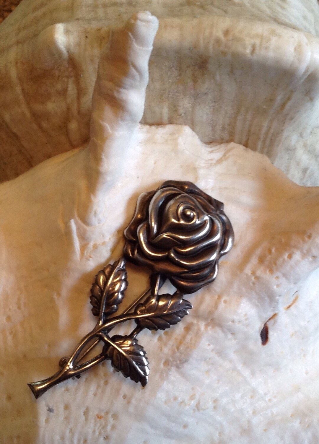 Vintage Sterling Rose Pin - Etsy