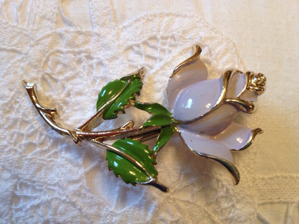 Vintage Purple Enamel Rose Pin - Etsy