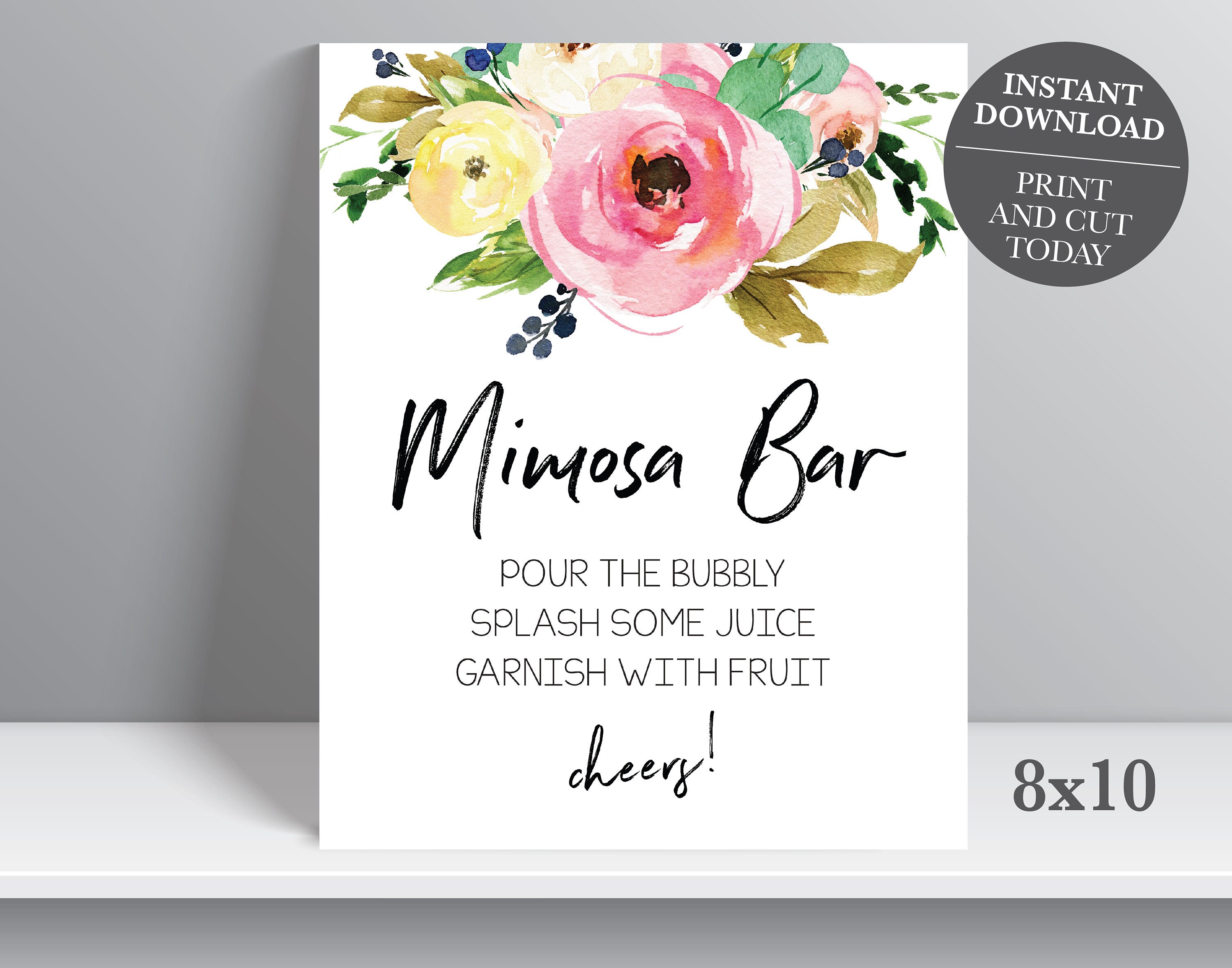 Mimosa Bar Sign Floral Mimosa Bar Sign Printable Boho Bridal | Etsy