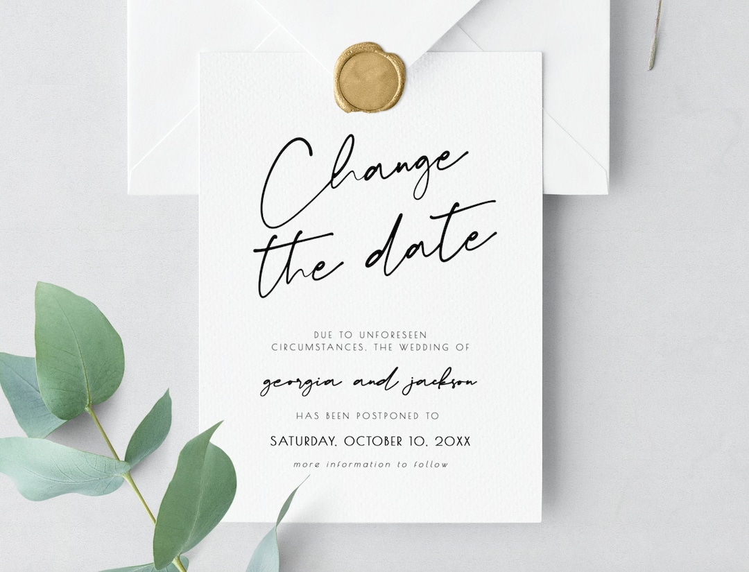 Change the Date Card, Postponed Wedding, Wedding Date Change, Our New ...