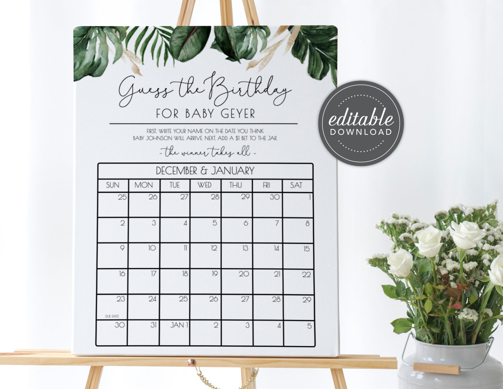 Guess Baby's Birthday Game Poster Sign Guess Due Date | Etsy Guess Baby's Birthday Game Poster Sign Guess Due Date | Etsy