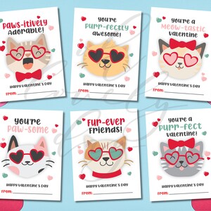 Instant Download - Cute Cat Valentine's Day Cards - Cute Kitten ...