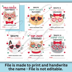 Instant Download - Cute Cat Valentine's Day Cards - Cute Kitten ...