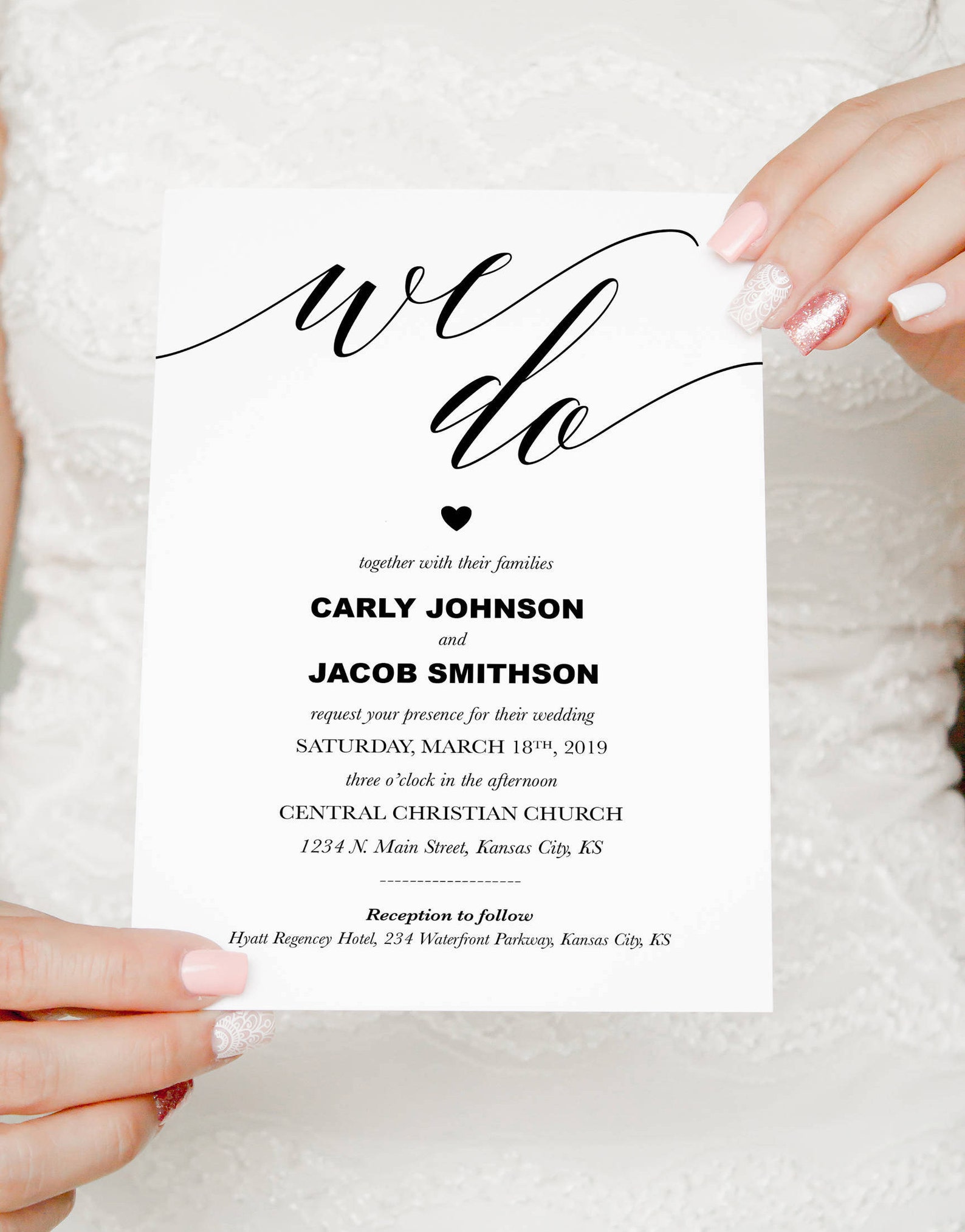 We Do Wedding Invitation, Black and White Invites, Wedding Ceremony ...