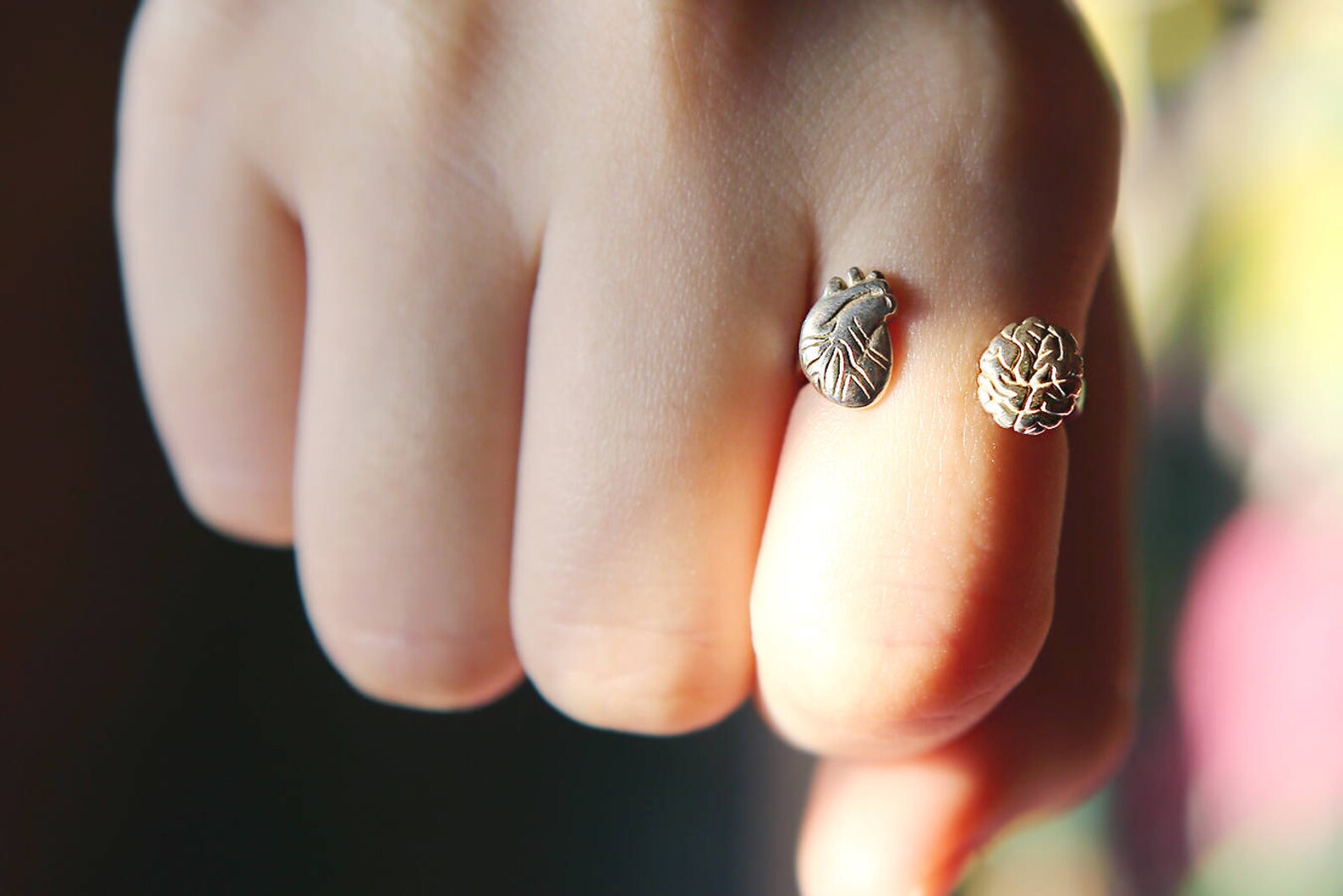 Sterling Silver Anatomical Heart & Anatomical Brain Ring - Etsy