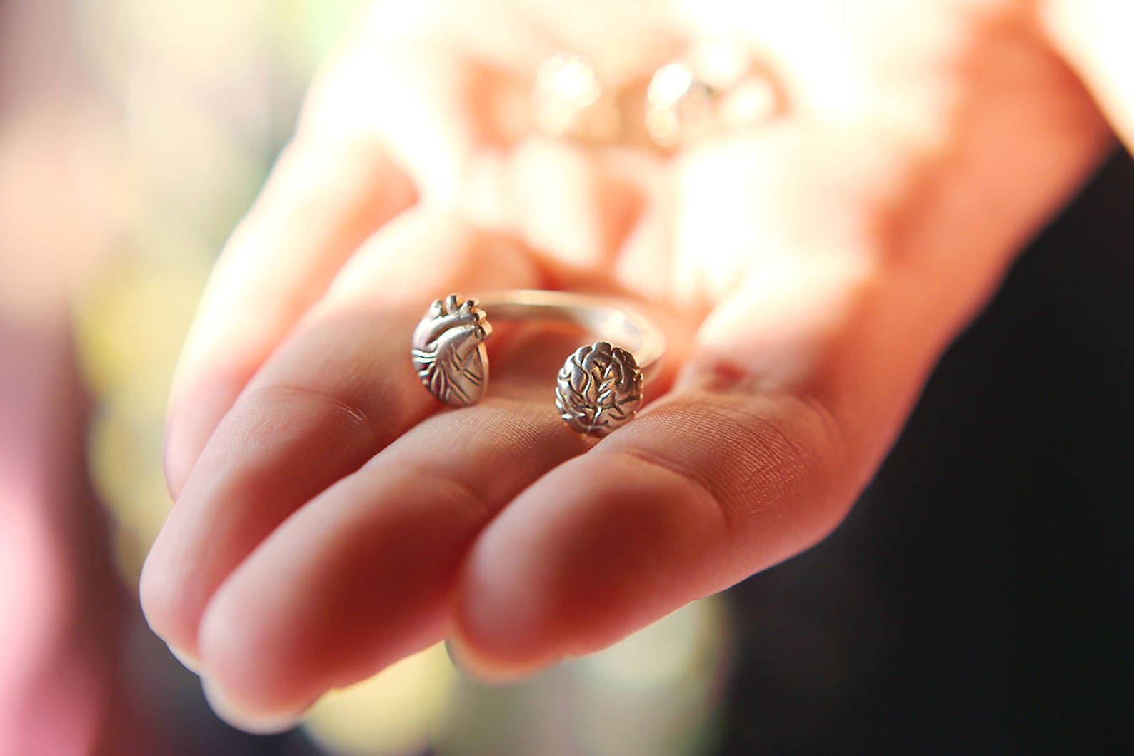 Sterling Silver Anatomical Heart & Anatomical Brain Ring - Etsy