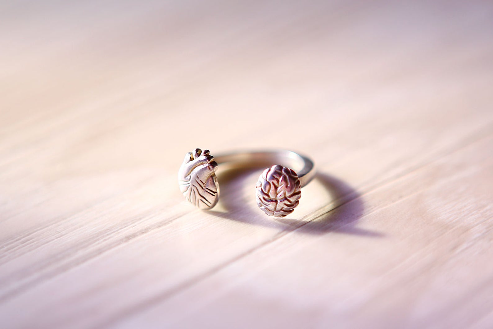 Sterling Silver Anatomical Heart & Anatomical Brain Ring - Etsy