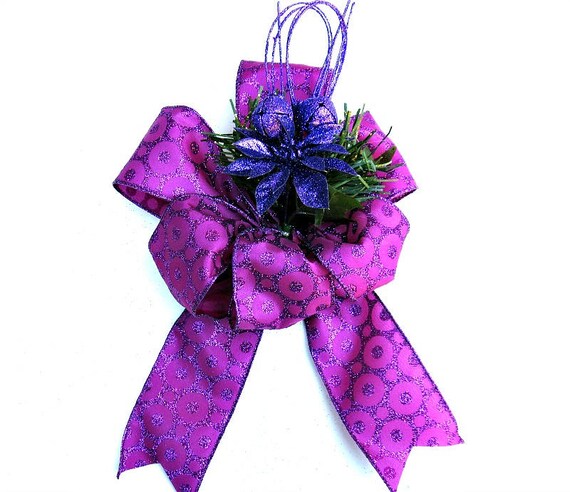 Items similar to Purple glitter Christmas bow, Large bow for wreaths ...