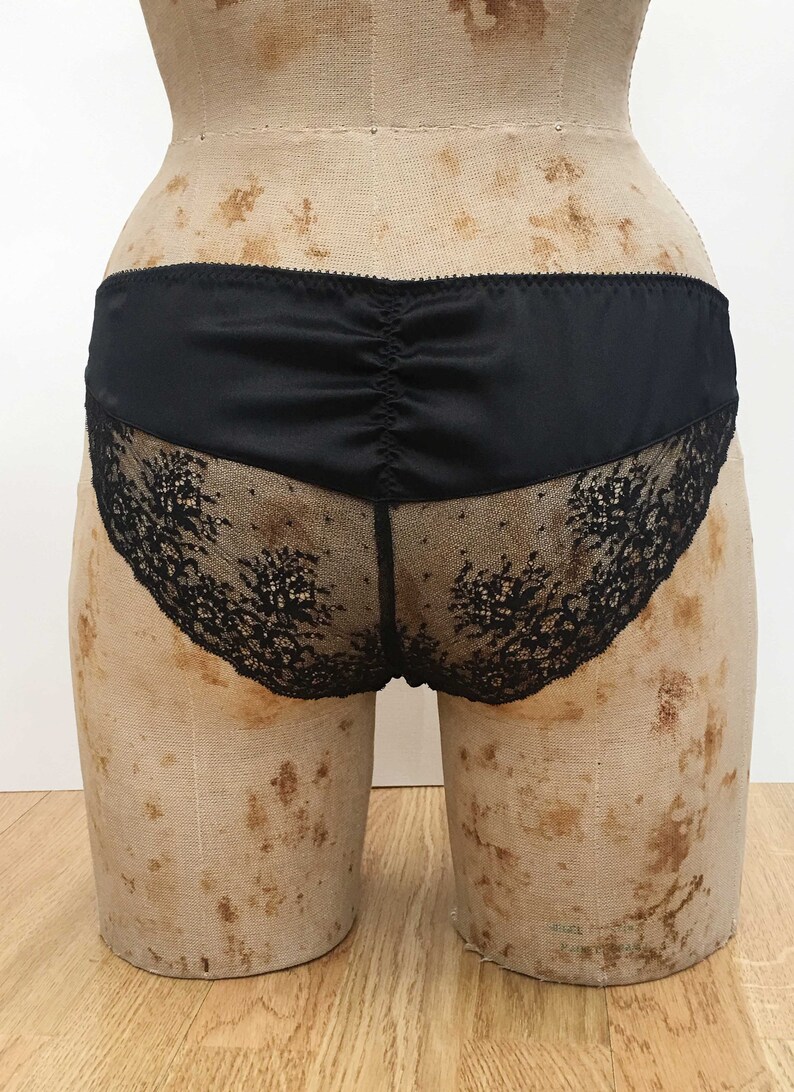 Silk Black Panties Black Lace Panties Lace Brief Lace Tanga Black
