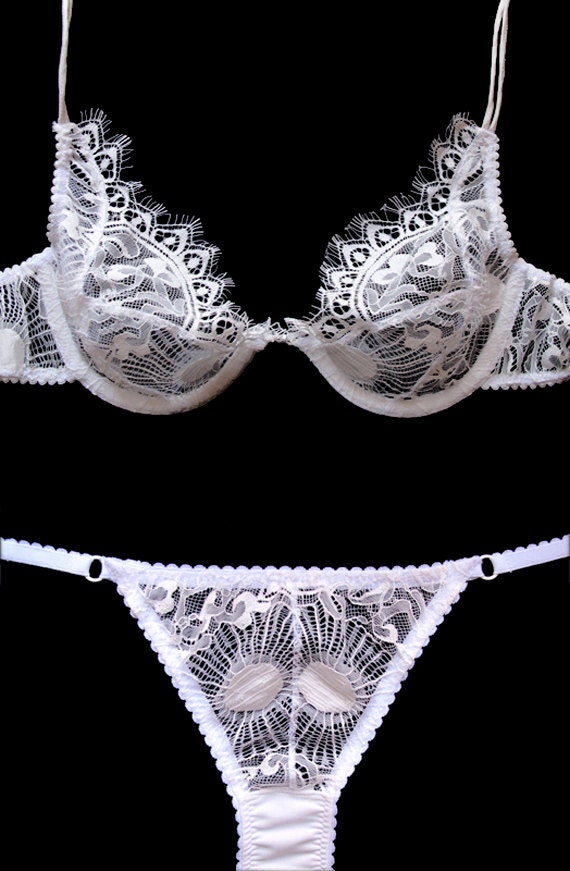 Wedding Intimates Sheer Lace Lingerie Lacey Bra White Etsy