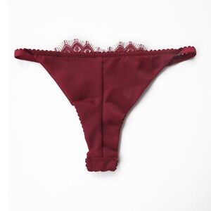 Dark Red Lace Thong - Etsy
