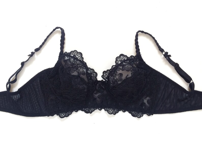 Black Lace Bra in Black French Calais Lace - Etsy