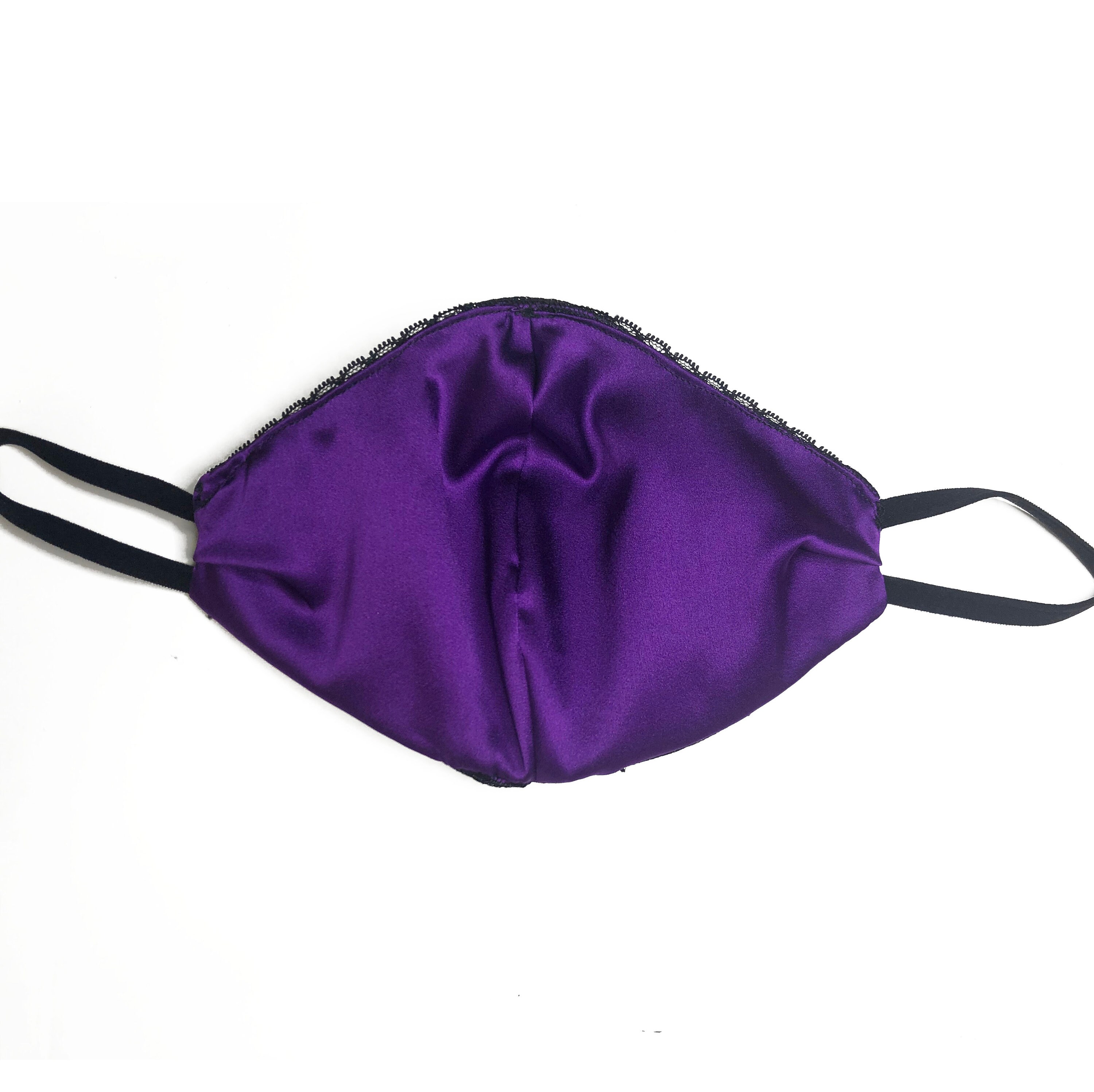 Purple and Black Facemask in Lace and Silk - Etsy