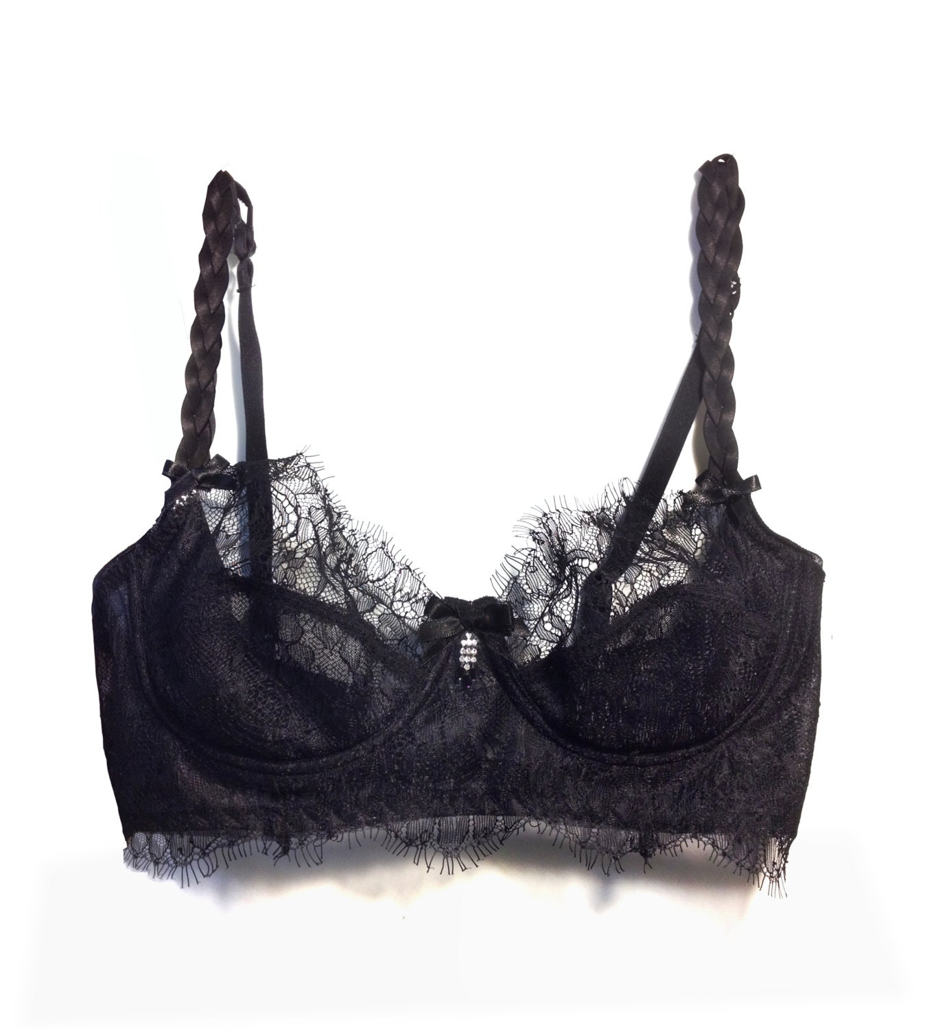 Plus Size Lace Bra in Black Chantilly Lace - Etsy