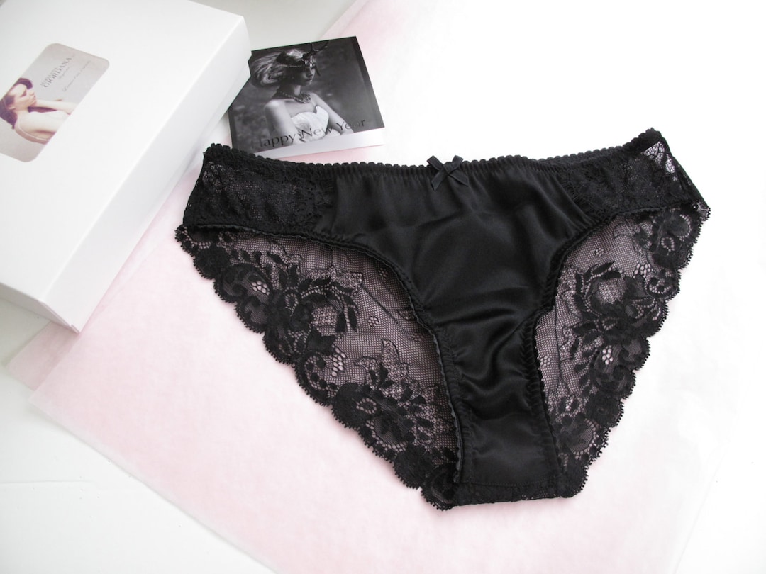 Black Silk Panties - Silk Knickers - Black Lace Panties - Etsy