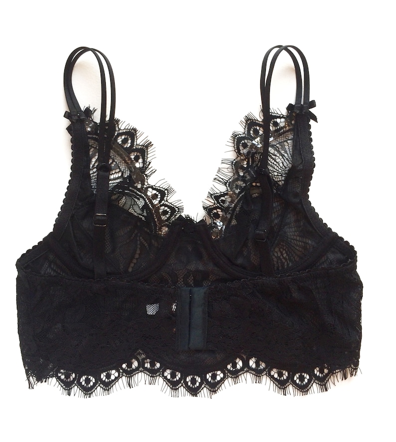 Black Lace Bra in Black French Chantilly Lace - Etsy