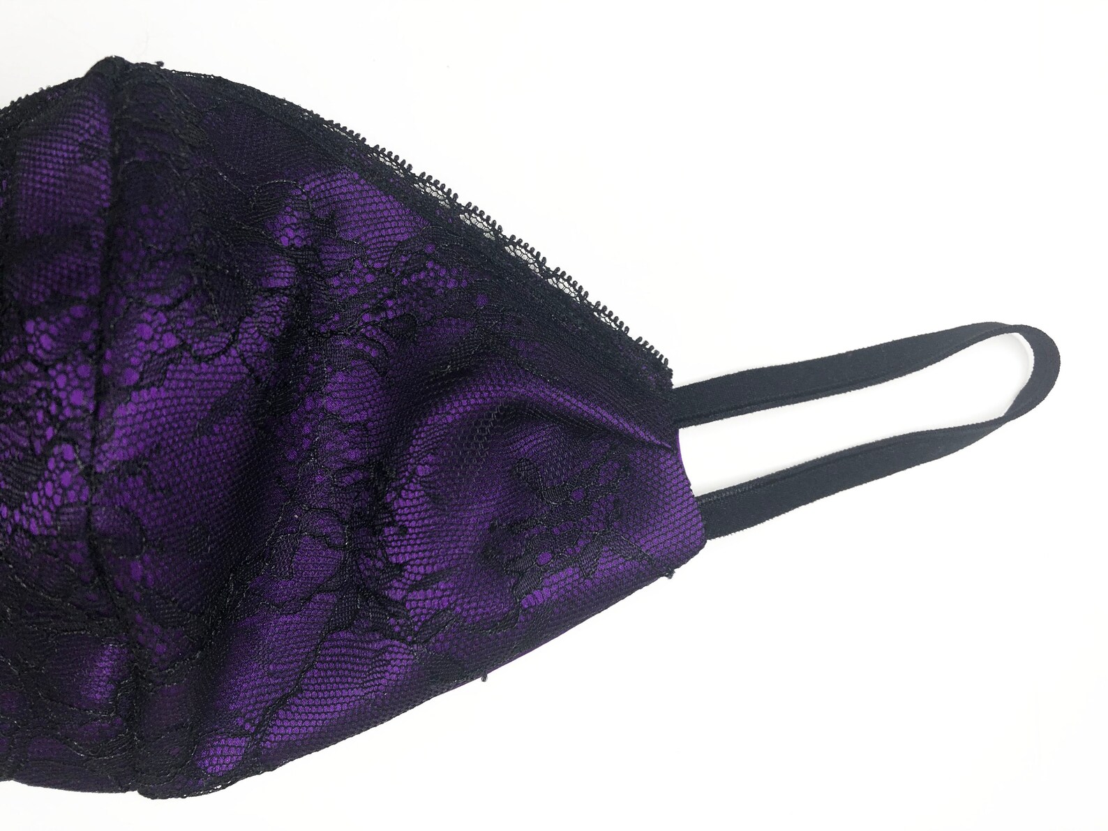 Purple and Black Facemask in Lace and Silk - Etsy