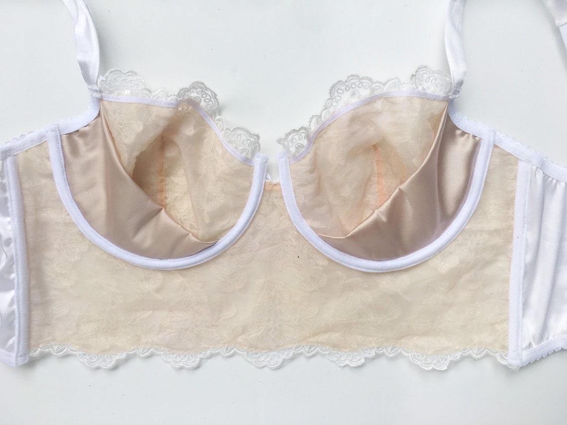 Bridal Lace Bra In White French Calais Lace And Nude Lining Etsy