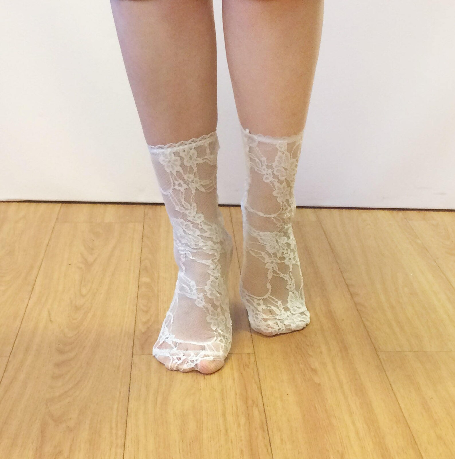 White Fashion Socks - Crew Socks - Lace Socks - White Socks - Novelty ...