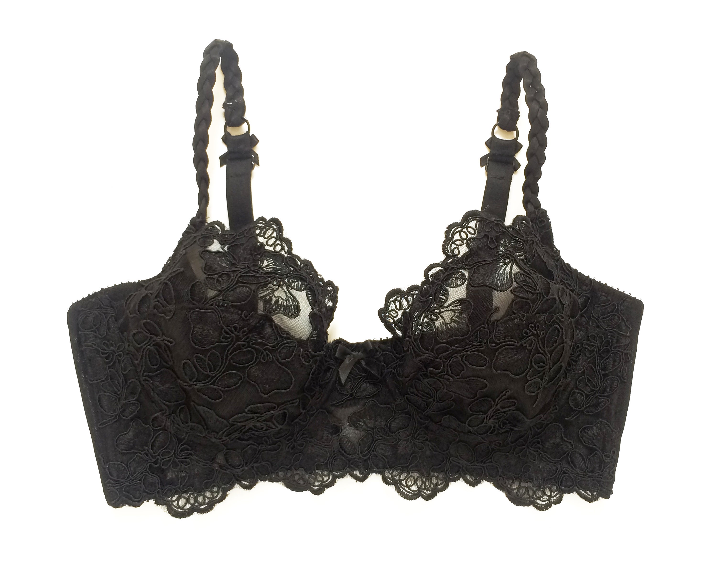 Black Lace Bra in Black French Calais Lace - Etsy