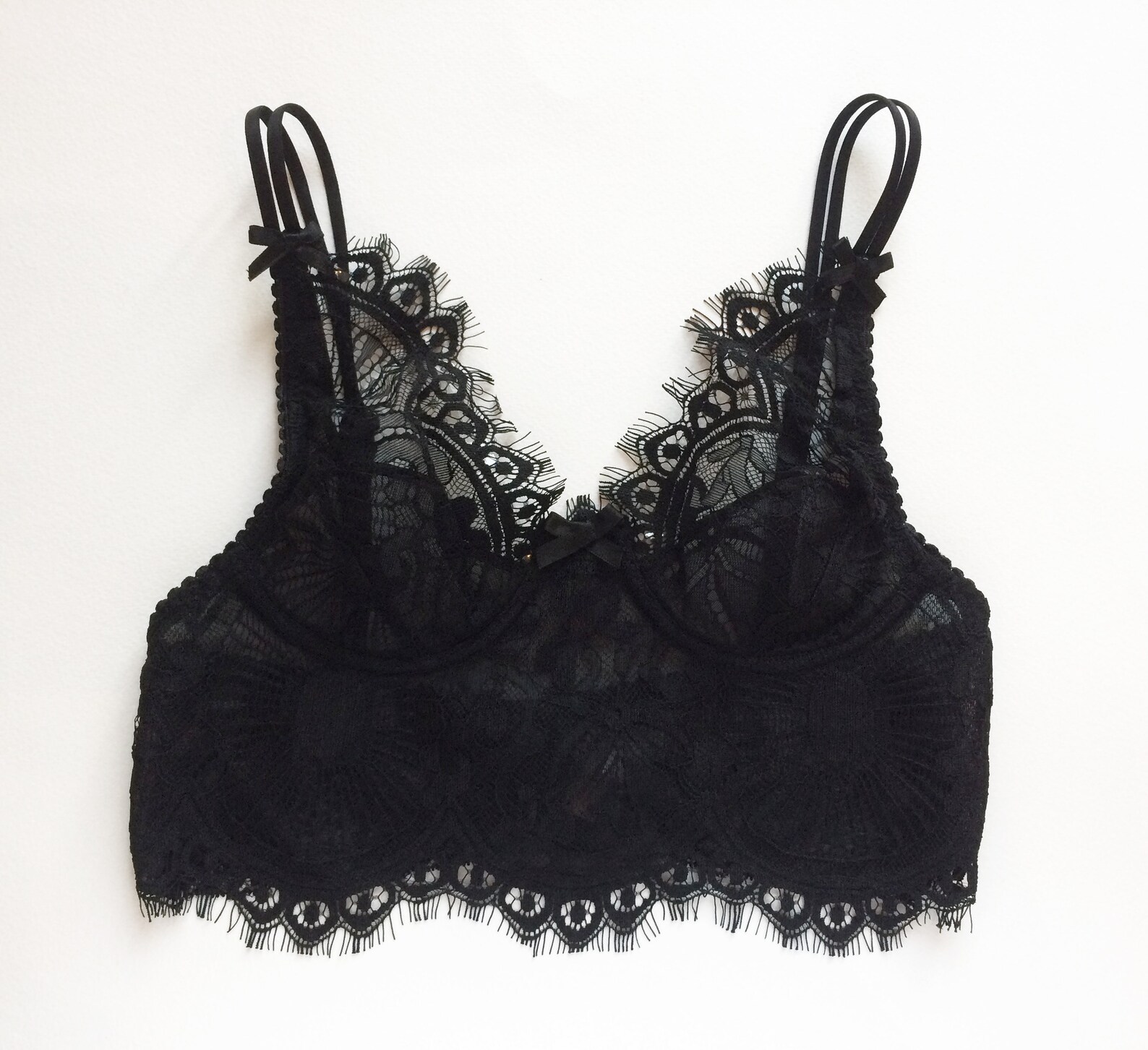 Black Lace Bra in Black French Chantilly Lace - Etsy