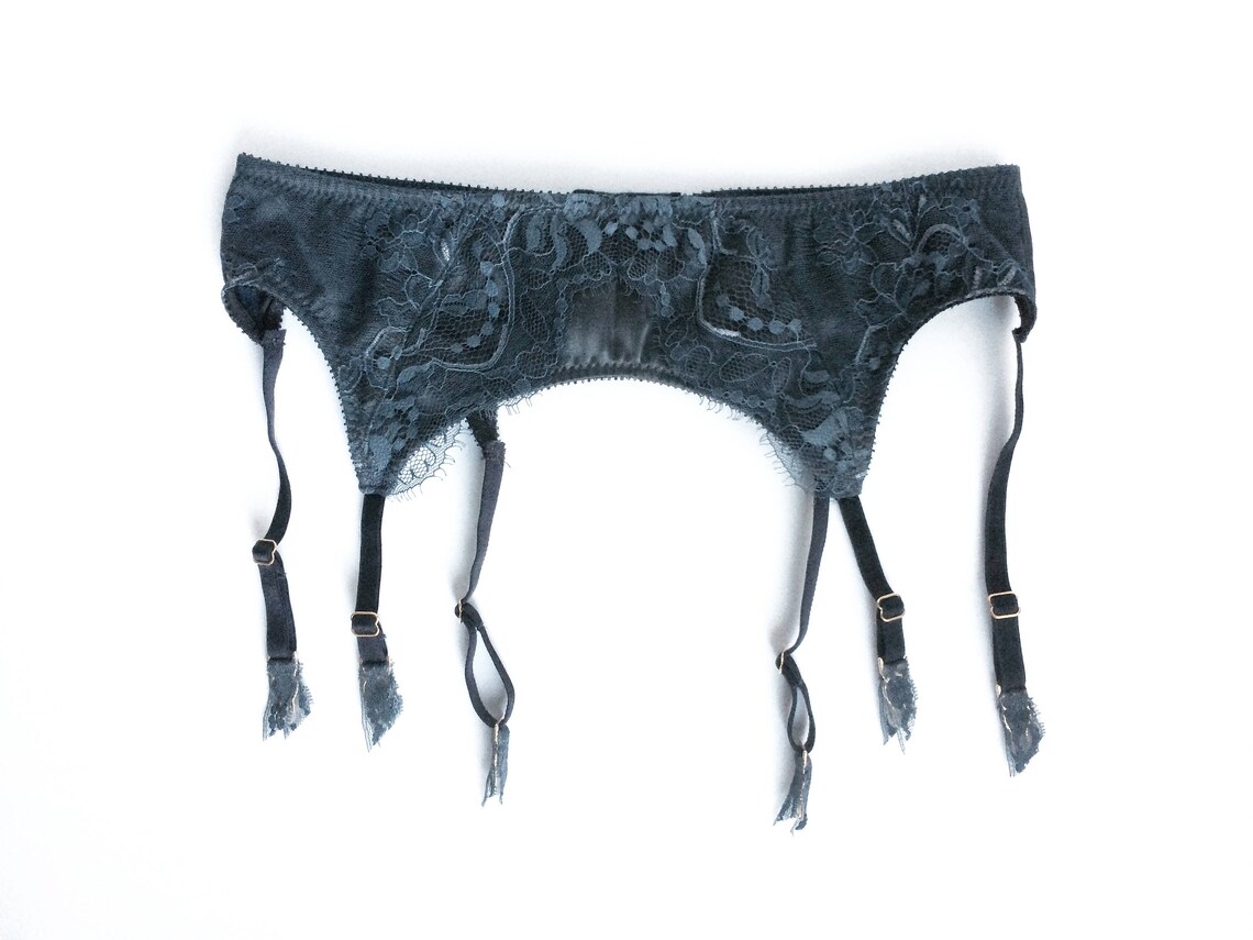 Garter Belt Grey Garter Belt Black Garter Belt Silk | Etsy