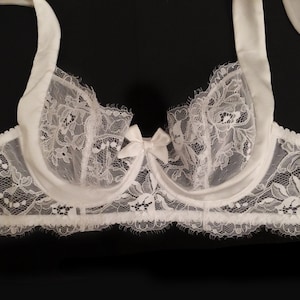 White Lace Bra - Bridal Bra - Lace Bra - Silk Lingerie - White Bra ...