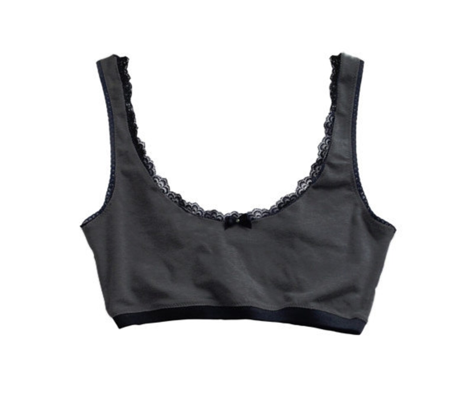 Cotton Bralette in Grey Stretch Cotton Jersey and Contrasting - Etsy