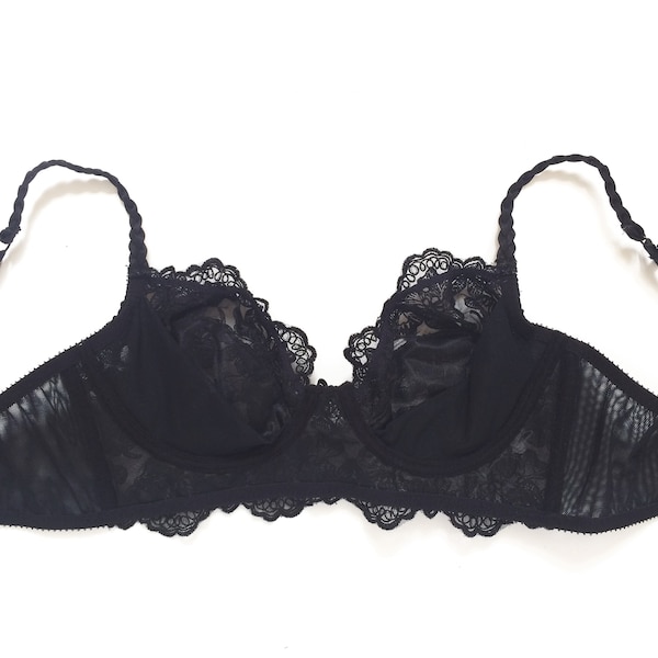 Black Lace Bra - Etsy