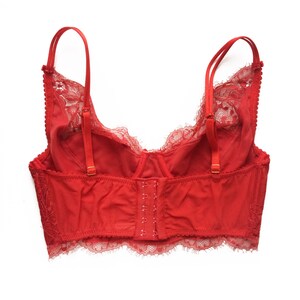Red Lace Bra in Red French Chantilly Lace and Spandex Silk - Red ...