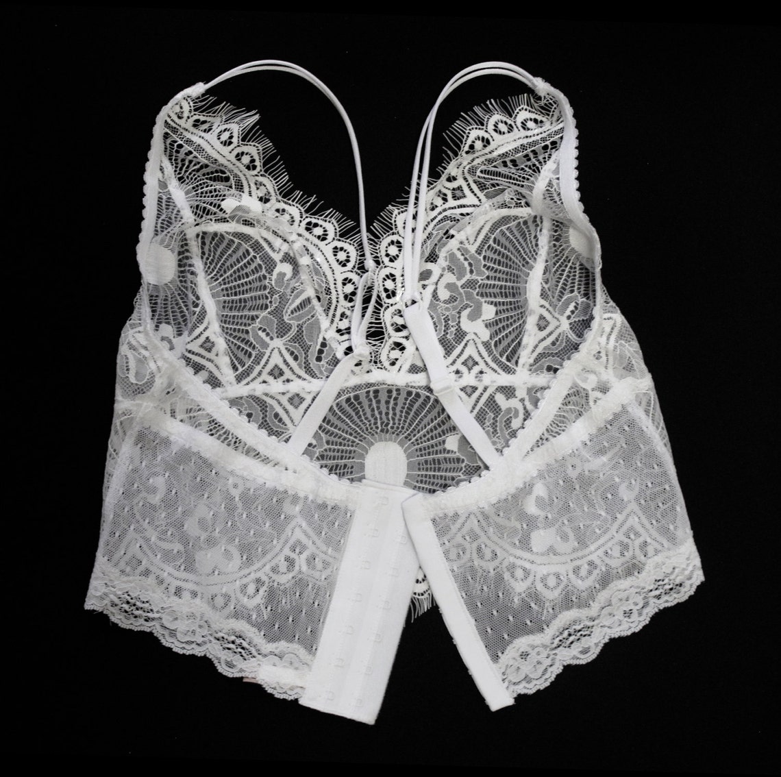Wedding Bralette White Chantilly Lace Bra Top Bridal Bralette Soft Cup ...