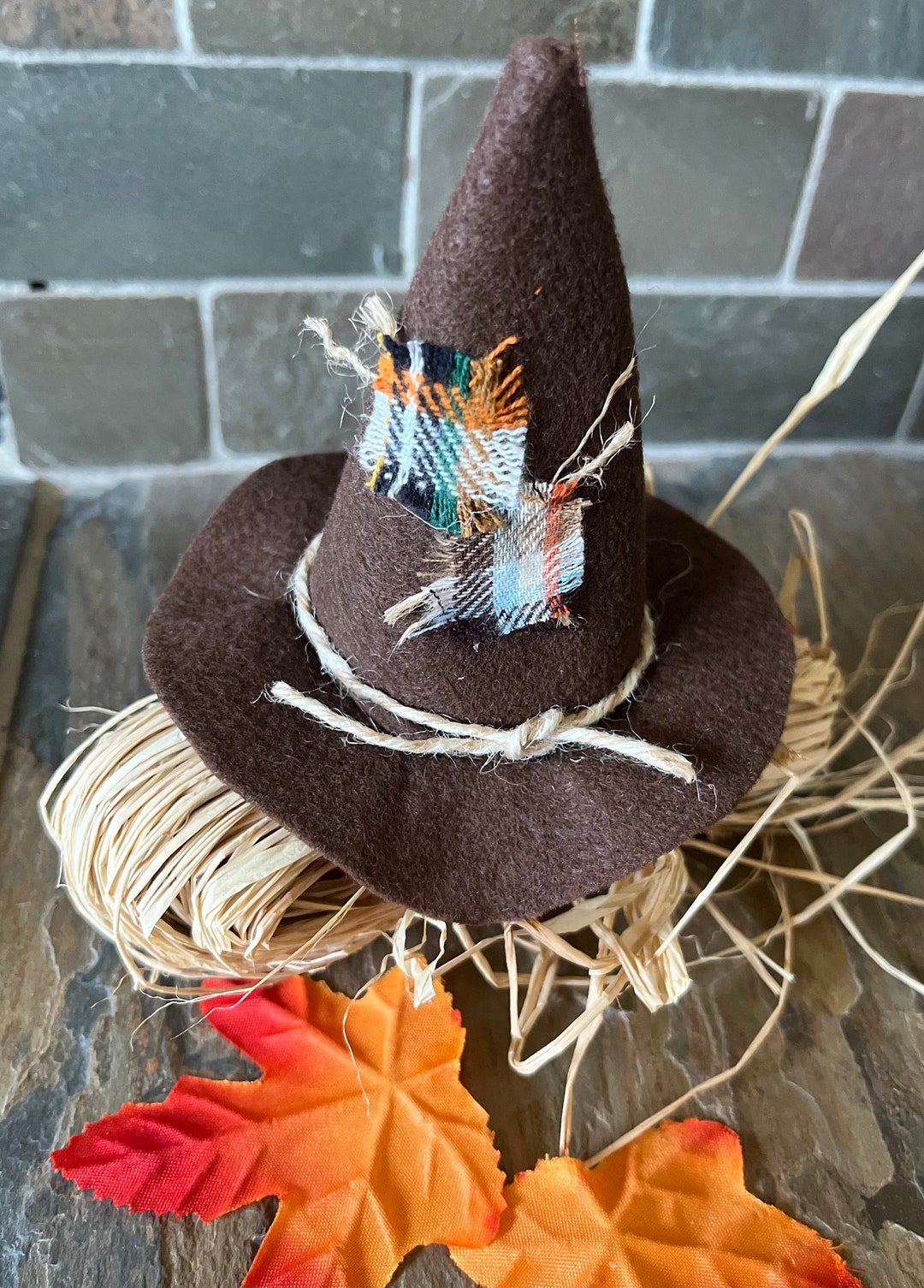 Miniature Scarecrow Hat for Tiered Tray, Doll, Crafting, Fall Decor ...