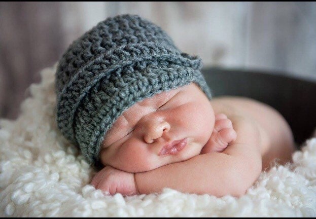 Crochet Newsboy Hat Cap Charcoal Gray or Tan Newborn Baby Boy Photo Prop Etsy Ireland