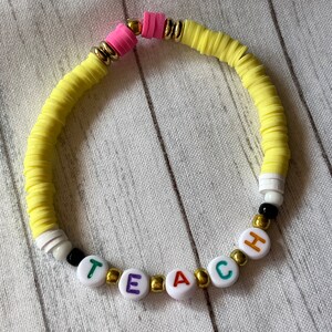 Teacher Gift, Pencil Teach Bracelet, Beaded Bracelet, Back to School, Teacher Appreciation Gift ...