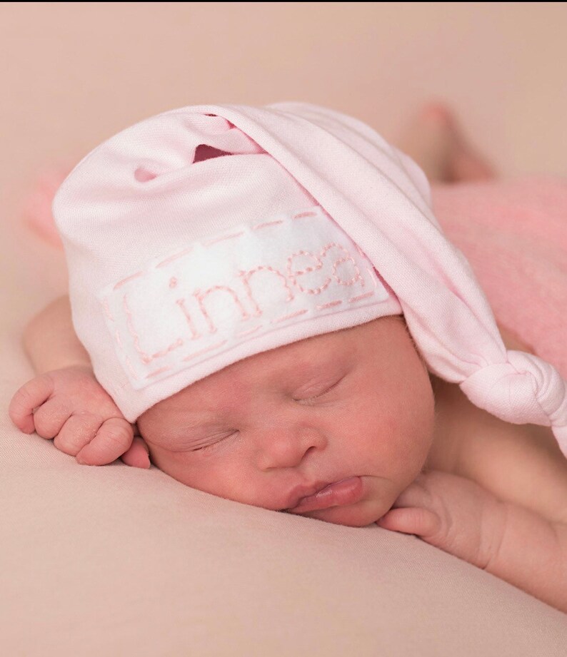 Personalized newborn baby hat name hat top knot hat sleepy | Etsy