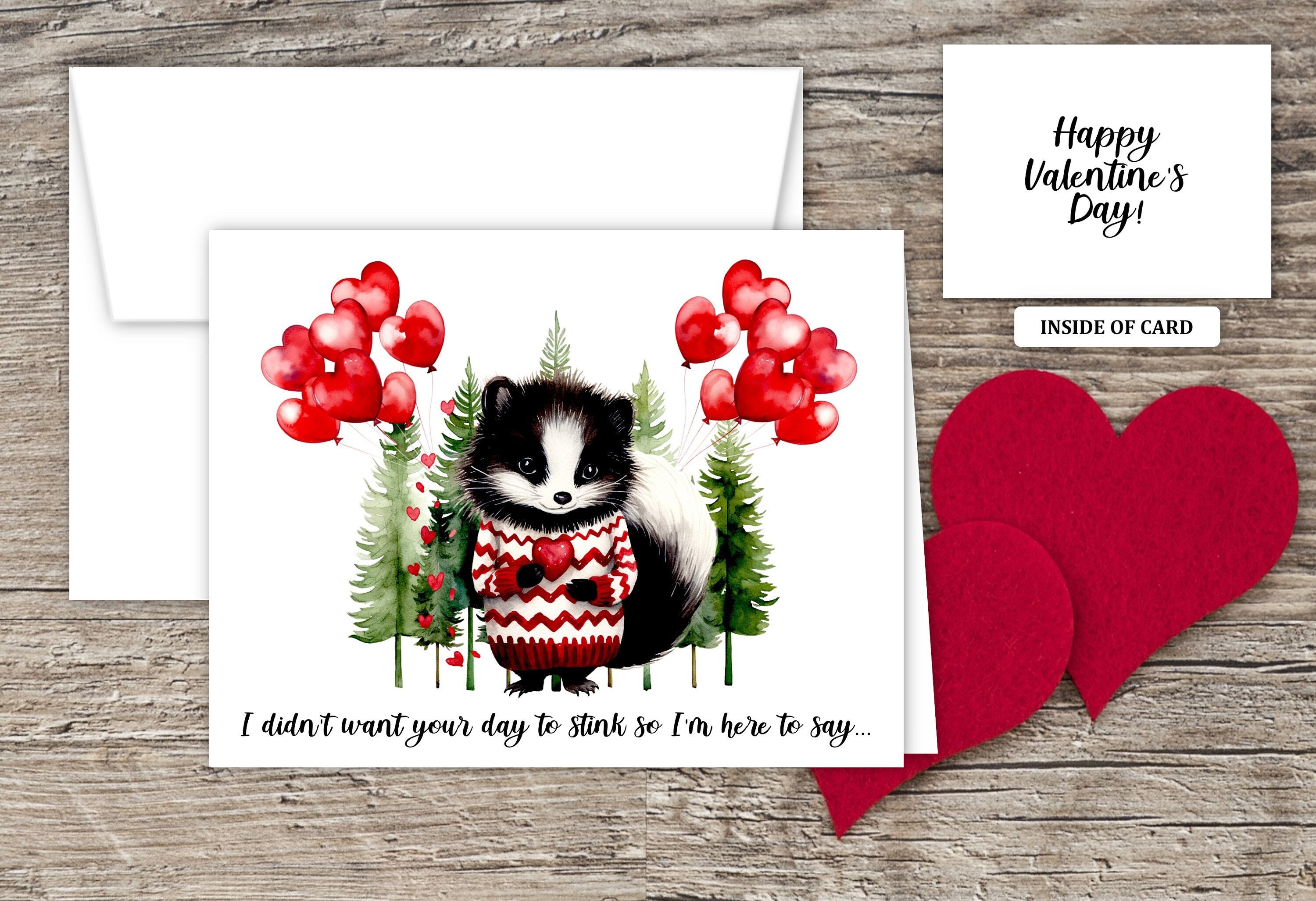 Skunk Valentine's Day Cards, Skunk in Sweater, Hearts, Super Cute ...